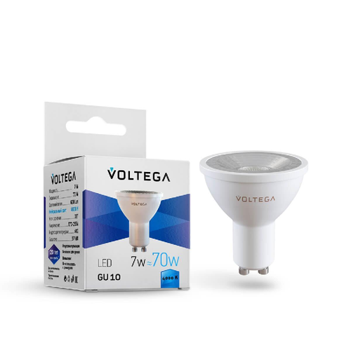 Лампа светодиодная Voltega GU10 7W 4000К прозрачная VG2-S1GU10cold7W 7061 (10 шт.)