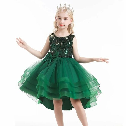 Платье, размер 140, зеленый