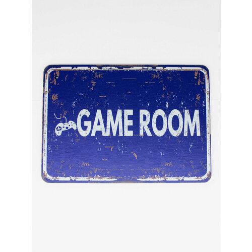 Табличка информационная декоративная в игровую комнату RiForm "Game Room", формат А5 (21 х 14.8 см), березовая фанера 6 мм