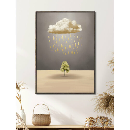 Картина на стену для интерьера "Облачный сон 1", 53х73 см, большая вертикальная, в раме/Графис