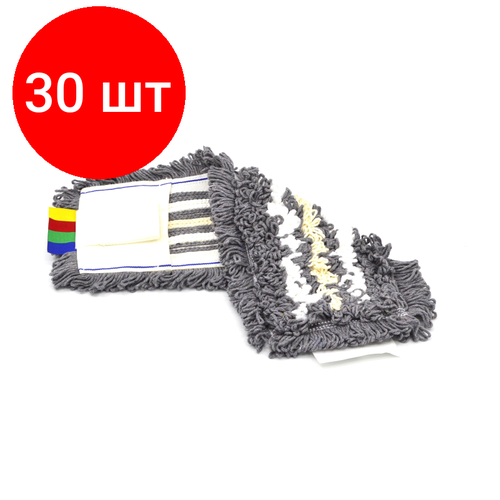 Комплект 30 штук, Насадка МОП плоский 40х14 см, хб+серая виск+микроф, ухо+карм, лайт AS3723