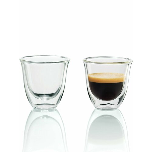 Набор чашек для эспрессо DeLonghi Espresso (2 шт), чашки 60 мл стеклянные с двойными стенками для кофе и чая