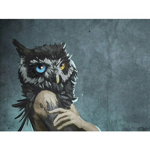 Плакат, постер на холсте Owl/Сова/искусство/арт/абстракция/творчество. Размер 42 на 60 см