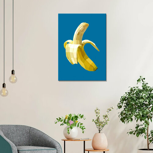 Интерьерная картина на холсте - Банан геометрический арт 20х30