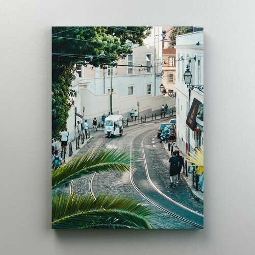 Интерьерная картина на холсте "Люди, идущие по тротуару" размер 45x60 см