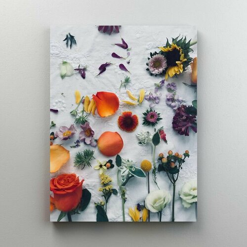 Интерьерная картина на холсте "Сухоцветы для гербария - натюрморт" размер 22x30 см