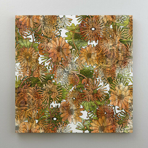 Интерьерная картина на холсте "Текстурные узоры бронзовых цветов" размер 25x25 см