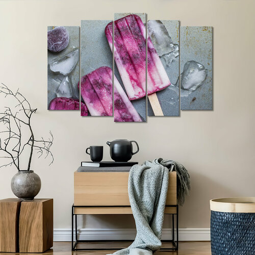 Модульная картина/Модульная картина на холсте/Модульная картина в подарок/Berry frosty ice-cream - Ягодный лёд мороженое 150х100