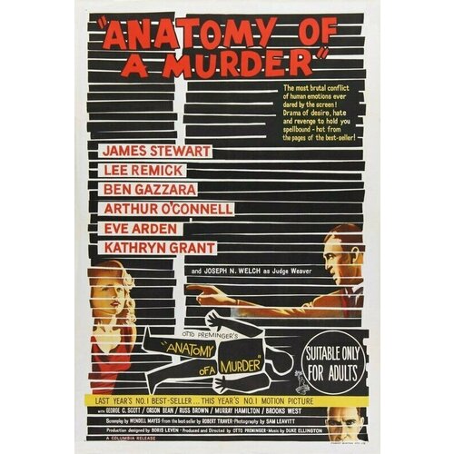 Плакат, постер на бумаге Анатомия убийства (Anatomy of a Murder), Отто Преминджер. Размер 30 х 42 см