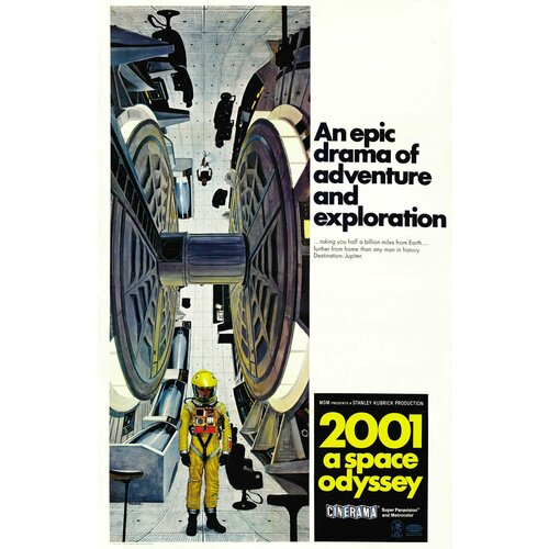 Плакат, постер на холсте 2001 год: Космическая одиссея (2001: A Space Odyssey, 1968г). Размер 42 на 60 см