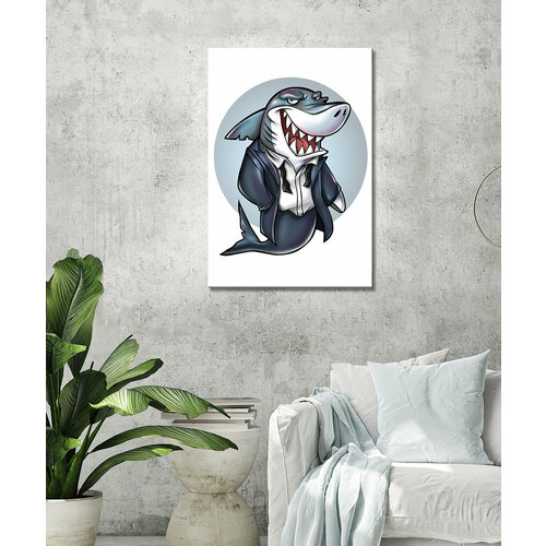 Картина -Акула, акула рисунок, акула арт, грей шарк (1) 40х60