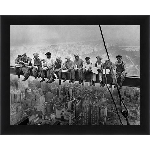 Плакат, постер на холсте Рабочие на балке, Обед над Манхеттеном. Строительство Эмпайр стейт билдинг. Размер 21 х 30 см