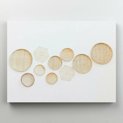 Интерьерная картина на холсте "Панно ротанговые тарелки", размер 60x45 см