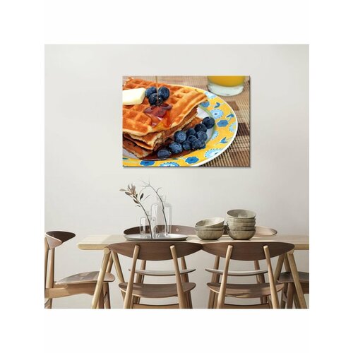Картина на холсте с подрамником Вафли с голубикой и мёдом 60х80
