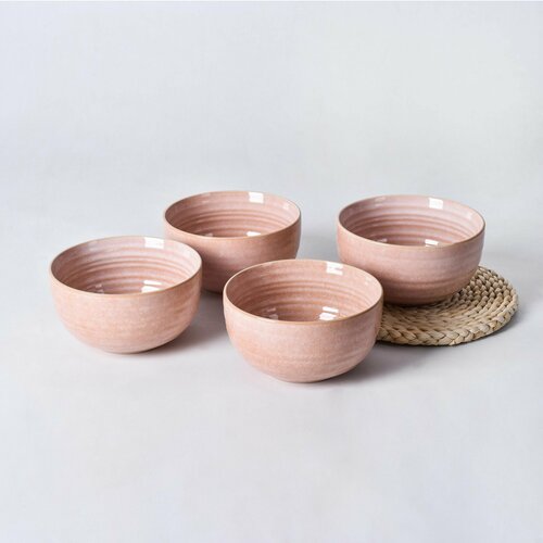 Салатник Stoneware набор из 4 шт, розовый