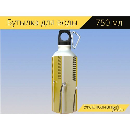 Бутылка фляга для воды "Гардероб, шкафчик, раздевалка" 750 мл. с карабином и принтом