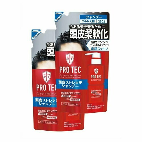 LION Pro Tec Освежающий мужской шампунь-гель для волос против перхоти с экстрактом корня имбиря, з/б 230г. 2 шт. в комплекте