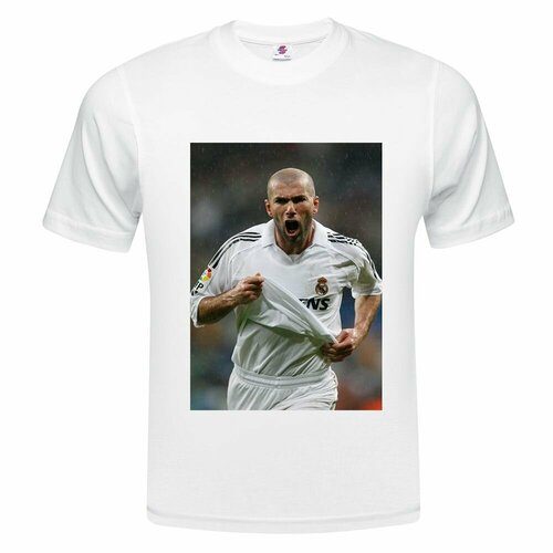 Футболка  Детская футболка ONEQ 122 (7-8) размер с принтом Зинедин Зидан, белая, размер 7-8, белый