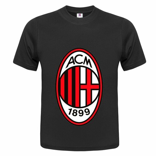 Футболка  Детская футболка ONEQ 98 (3-4) размер с принтом Милан, черная, размер 3-4, черный