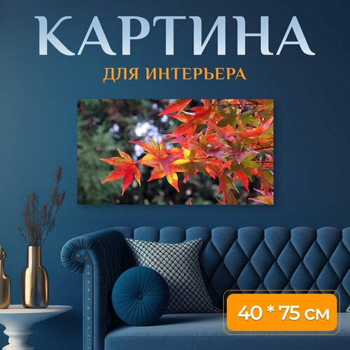 Картина на холсте "Осень, осенние листья, красочный" на подрамнике 75х40 см. для интерьера