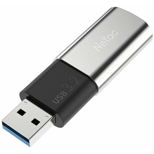 Флешка USB NETAC US2 128ГБ, USB3.1, черный и серебристый [nt03us2n-128g-32sl]