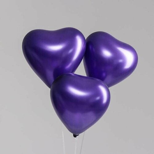Шар латексный сердце 12", перламутровый, набор 100 шт, цвет фиолетовый (комплект из 2 шт)
