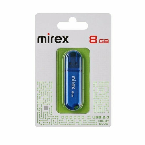 Флешка Mirex CANDY BLUE, 8 Гб , USB2.0, чт до 25 Мб/с, зап до 15 Мб/с, синяя (комплект из 3 шт)