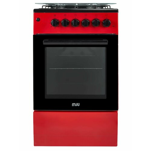 Кухонная плита MIU 5014 ERP красная 50 см, газовая с электрической духовкой, электроподжиг, 3 режима духовки