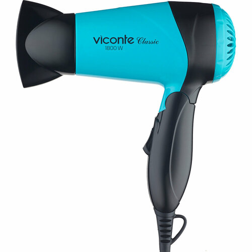 Фен для волос Viconte 2400 Вт для сушки и укладки с насадками (диффузор и концентратор) синий