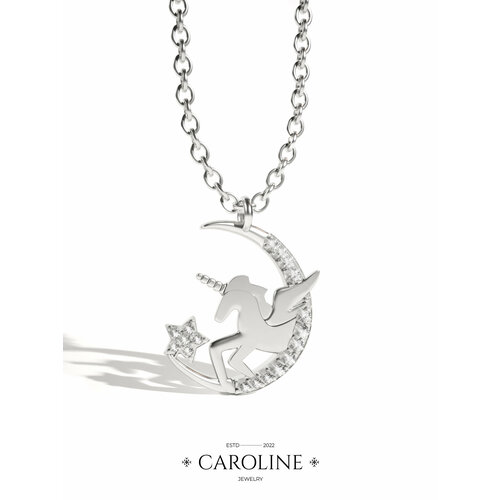Колье Caroline Jewelry, кристалл, длина 45 см., серебряный