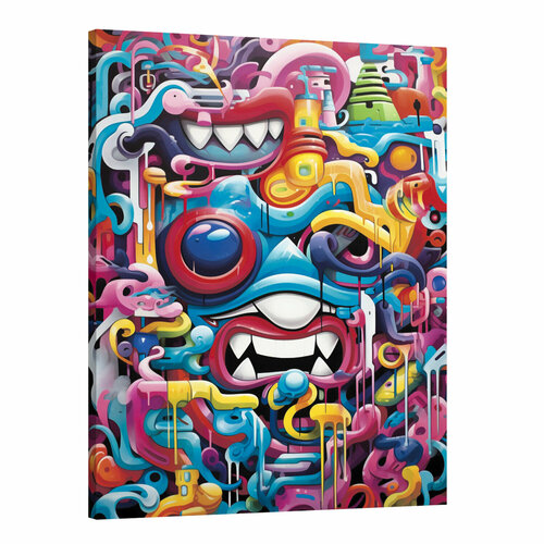Интерьерная картина 50х70 "Граффити: радость художественного бунта"