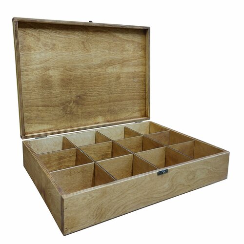 Ящик для хранения ZELwoodBOX, 45х33х10 см, 12 ячеек, дуб коньяк