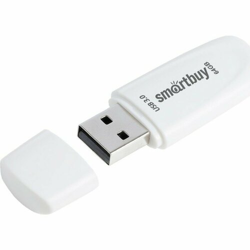 Флешка Smartbuy 064GB3SCW, 64 Гб, USB3.0, чт до 100 Мб/с, зап до 40 Мб/с, белая (комплект из 2 шт)