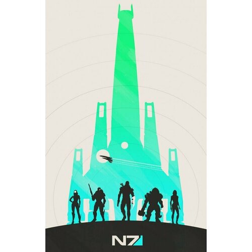 Плакат, постер на холсте Mass Effect 3/Мас Эффект 3. Размер 60 на 84 см