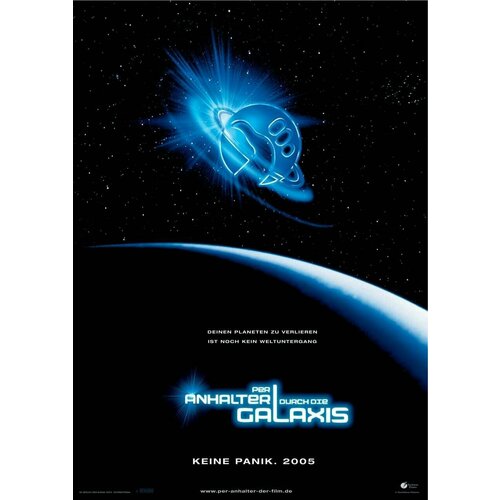 Плакат, постер на бумаге Автостопом по галактике (The Hitchhikers Guide to the Galaxy, 2005). Размер 30 х 42 см