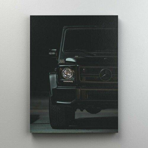 Интерьерная картина на холсте "Черный Гелик - Внедорожник Mercedes G" размер 22x30 см