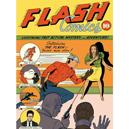 Плакат, постер на бумаге Flash Comics/Флэш/комиксы/мультфильмы. Размер 30 х 42 см