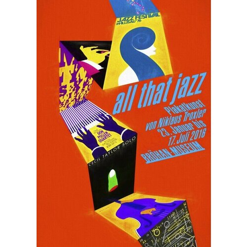 Плакат, постер на бумаге Niklaus Troxler-All That Jazz/Никлаус Трокслер-Весь этот Джаз. Размер 60 х 84 см