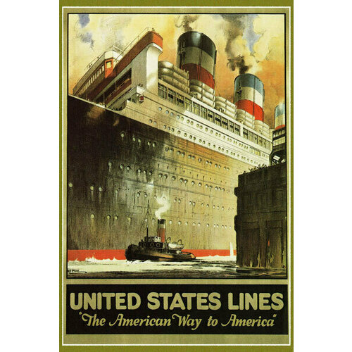 Плакат, постер на холсте иностранный Unitet States lines. Размер 21 х 30 см