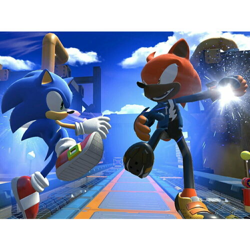 Плакат, постер на холсте Sonic/Соник/игровые/игра/компьютерные герои персонажи. Размер 42 х 60 см