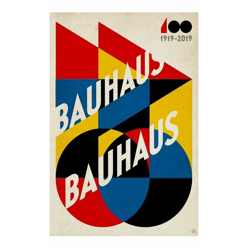 Плакат, постер на бумаге баухаус-столетие стиля. Размер 42 х 60 см