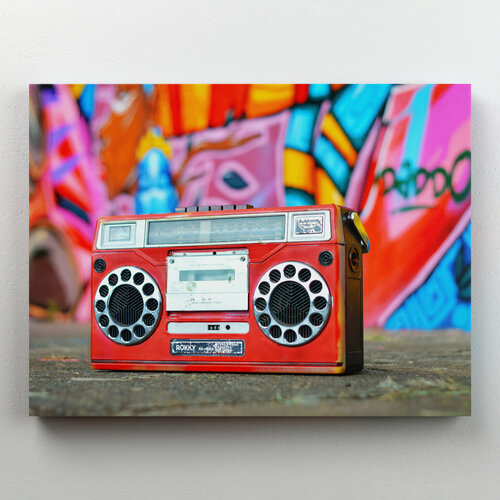Интерьерная картина на холсте "Бумбокс граффити" музыка, размер 60x45 см