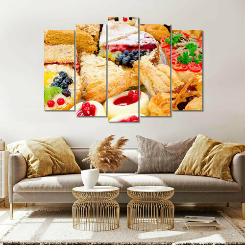 Модульная картина/Модульная картина на холсте/Модульная картина в подарок/пирожные и тортики-cakes and pies125х85