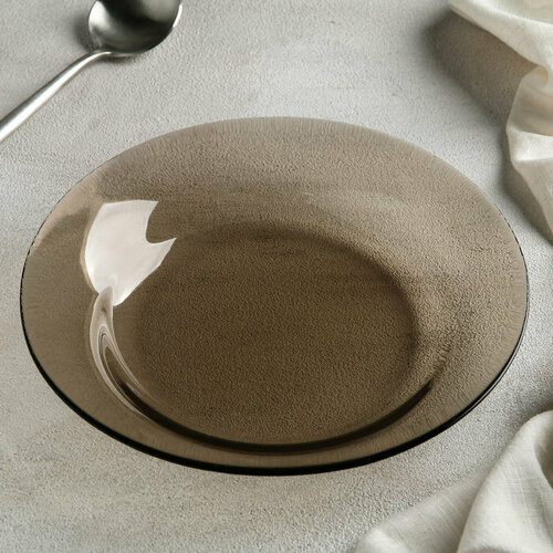 Тарелка мелкая стеклянная «Уоркшоп Броунз», d=22 см, цвет коричневый (комплект из 12 шт)