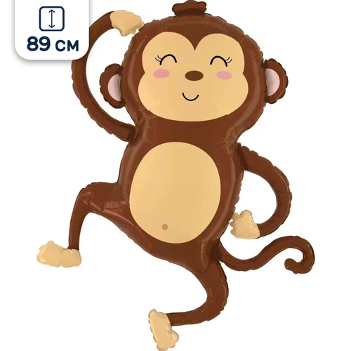 Воздушный шар Веселая обезьянка, коричневый, 89 см