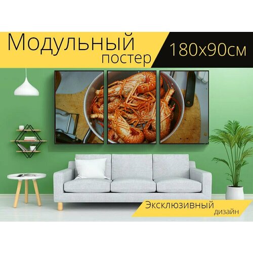 Модульный постер "Еда, кухня, вкусный" 180 x 90 см. для интерьера