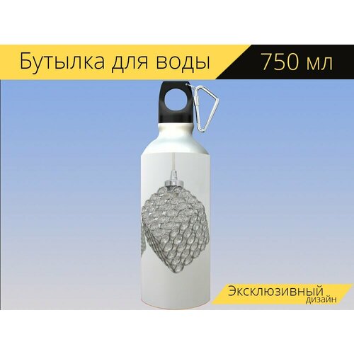 Бутылка фляга для воды "Люстра, напольная лампа, зеркало" 750 мл. с карабином и принтом