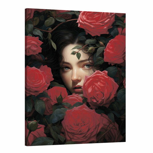 Интерьерная картина 50х70 "Девушка в розах"