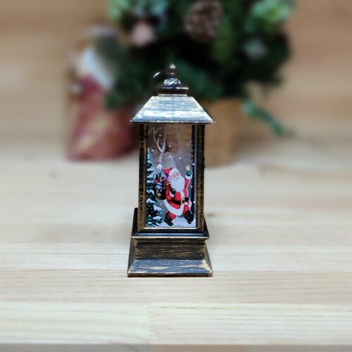 Новогодний фонарик со свечой, подсветкой | Игрушка-светильник на елку "Дед Мороз",13хх5 см