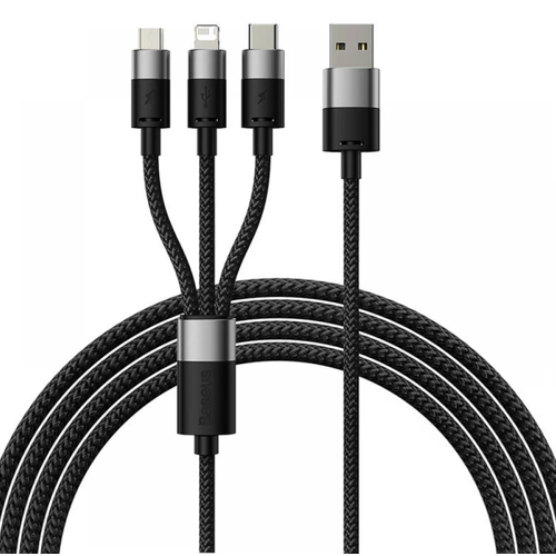 USB-кабель 3 в 1 Baseus StarSpeed Series, USB-C + Micro + Lightning 3,5A, 1,2 м (черный )